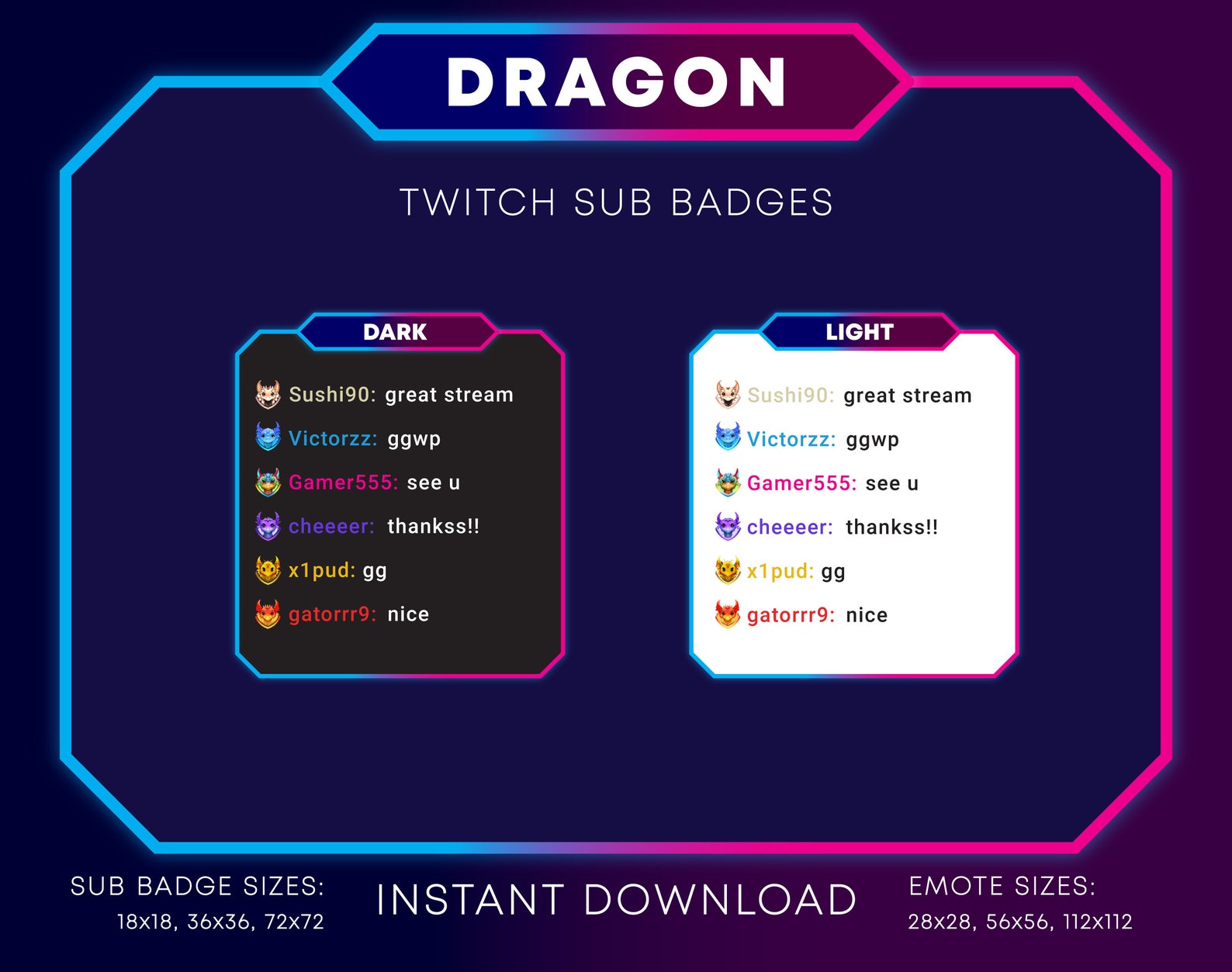Twitch Dragon Sub Badge, Subscriber Badge, Twitch Emotes, Tier Badge ...