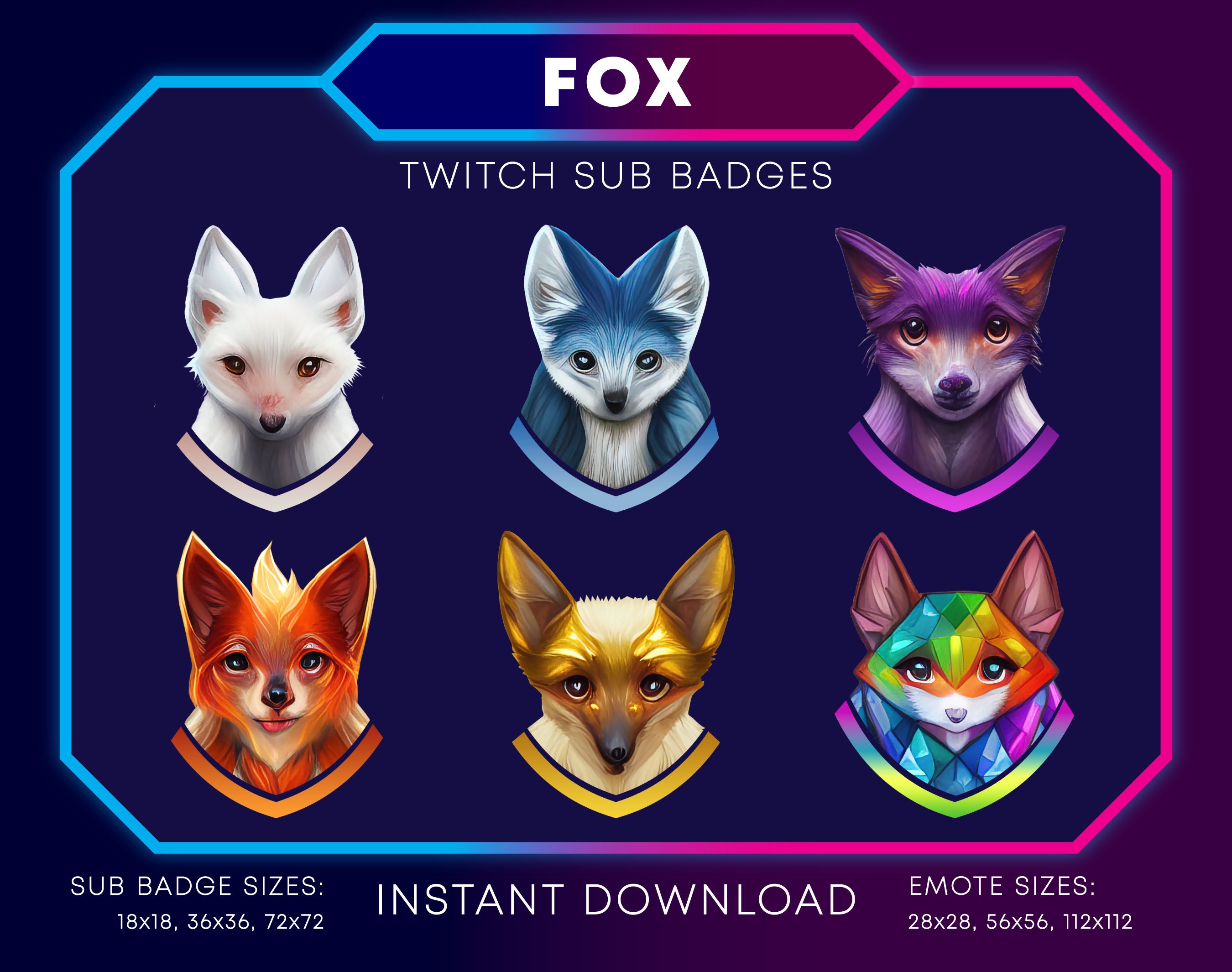 Twitch Fox Sub Badge, Subscriber Badge, Twitch Emotes, Tier Badges ...