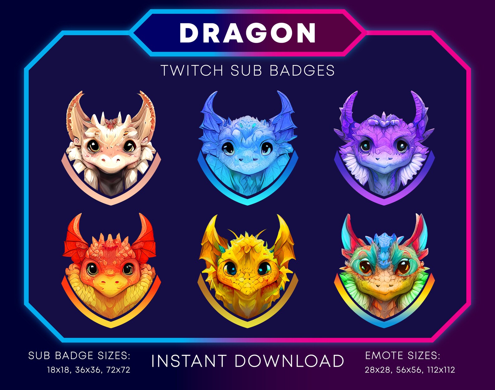 Twitch Dragon Sub Badge, Subscriber Badge, Twitch Emotes, Tier Badge ...