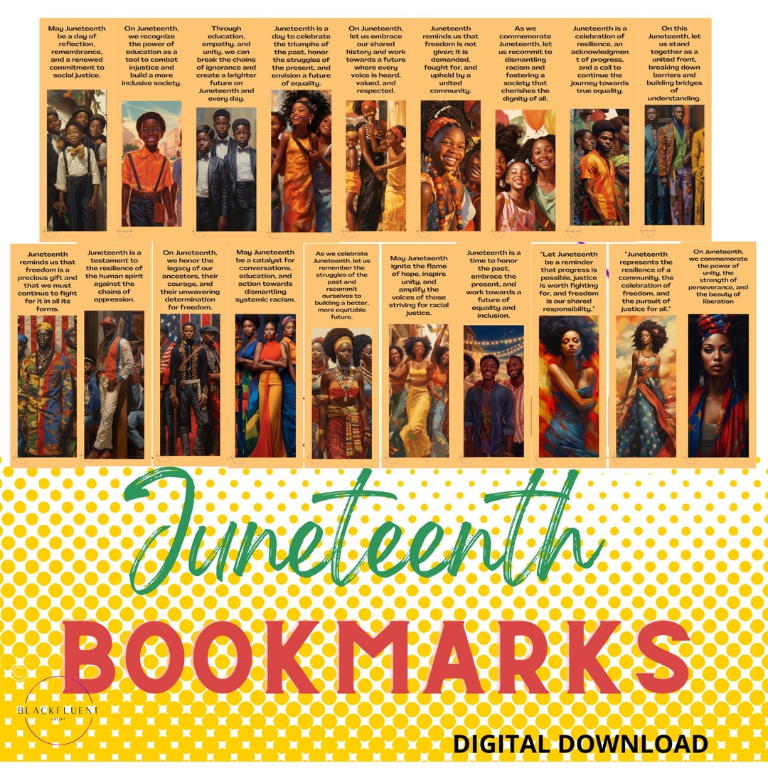 Juneteenth Digital Bookmarks, Digital Download, Modern Prints ...