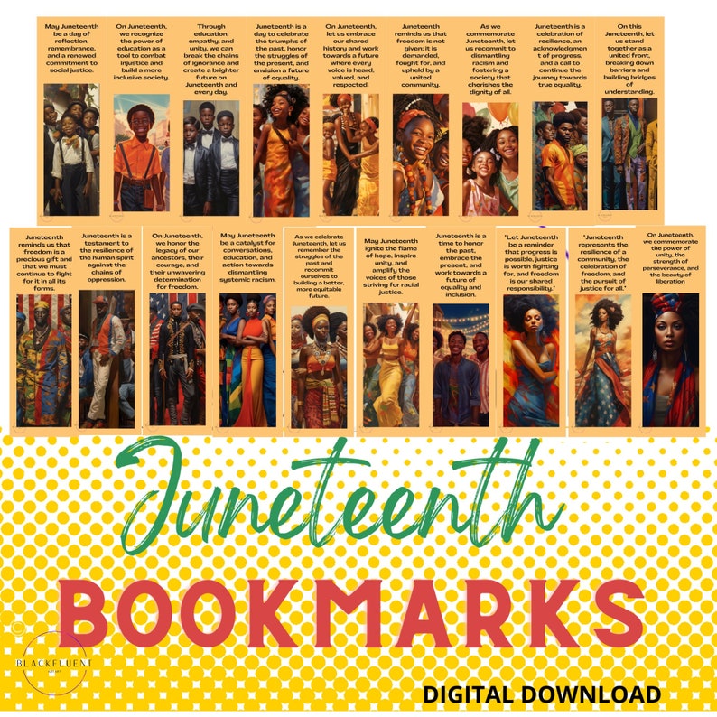 Juneteenth Digital Bookmarks, Digital Download, Modern Prints ...