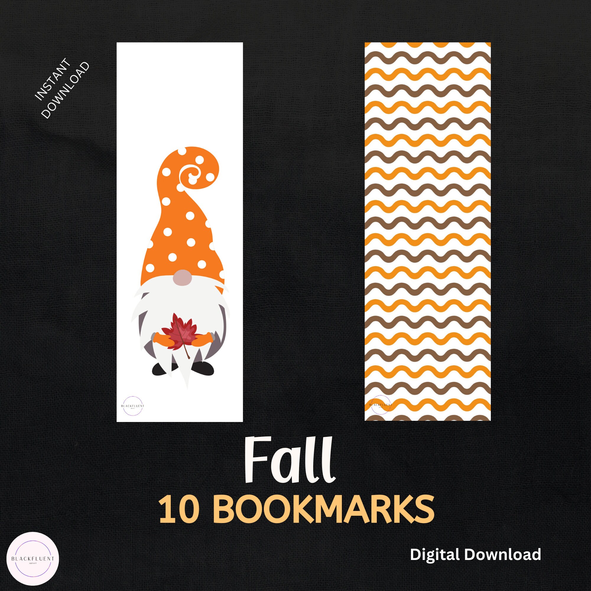 Fall Digital Bookmarks, Digital Download, Modern Prints, Autumn Gnomes ...