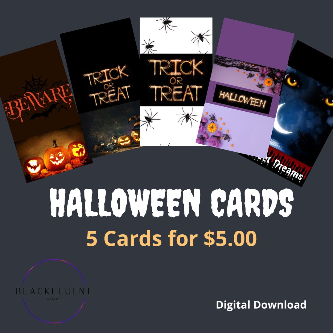 Halloween Postcards, Scary Wall Art, Digital Download, Printable ...