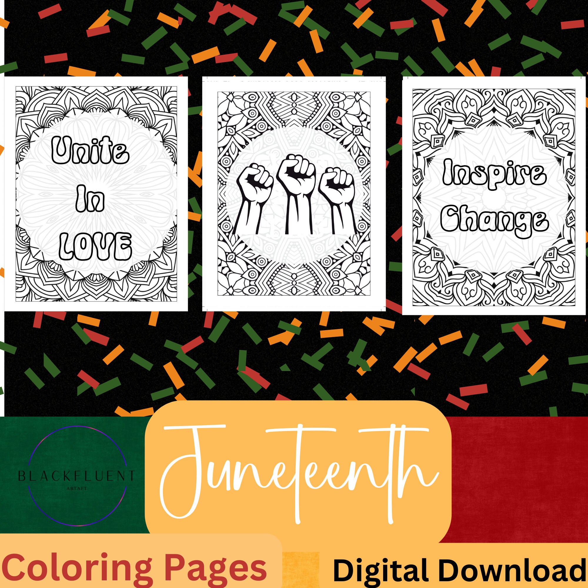 Juneteenth Digital Coloring Pages, Digital Download, Modern Prints ...