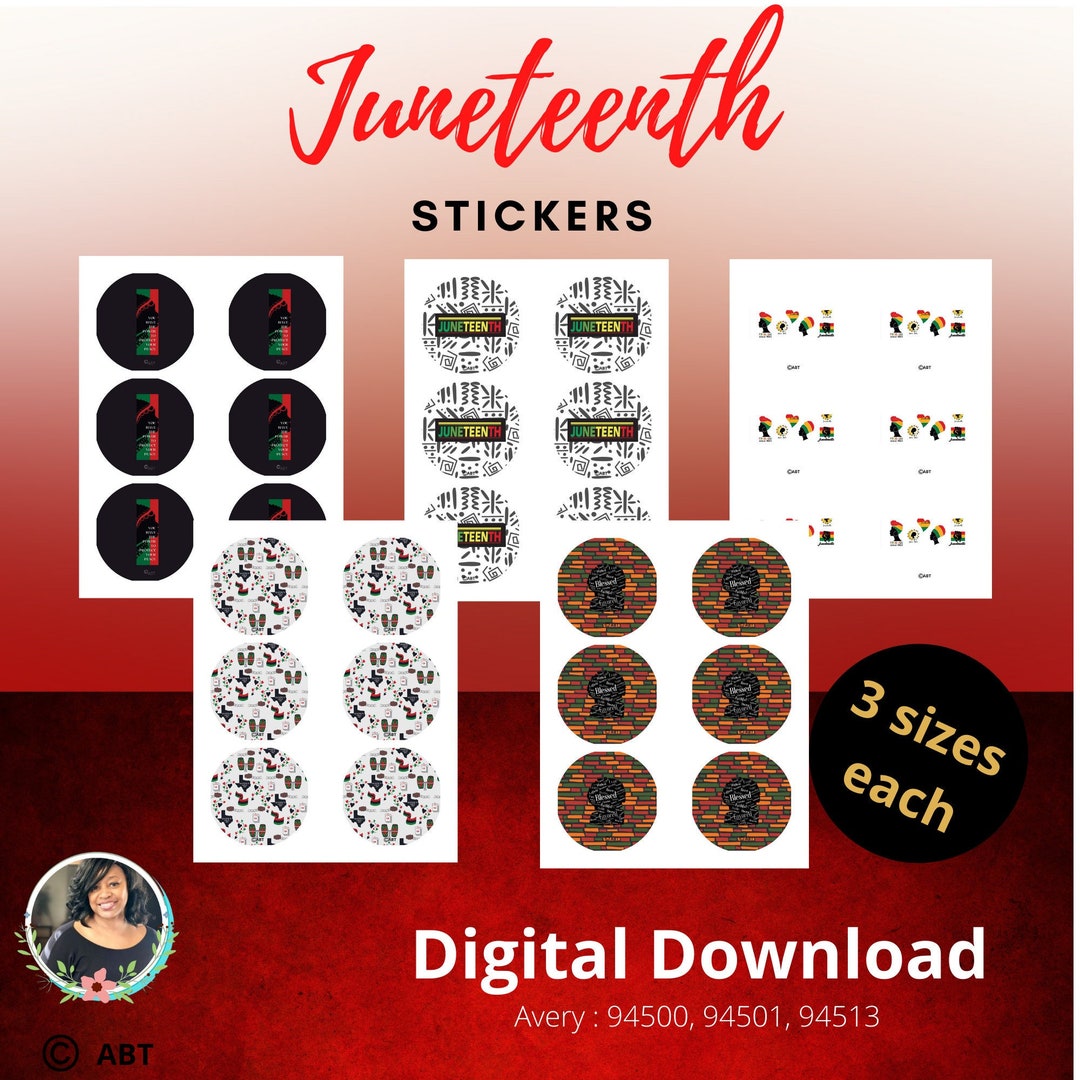 Juneteenth Stickers, Digital Download, Modern Ethnic Prints, US Black ...