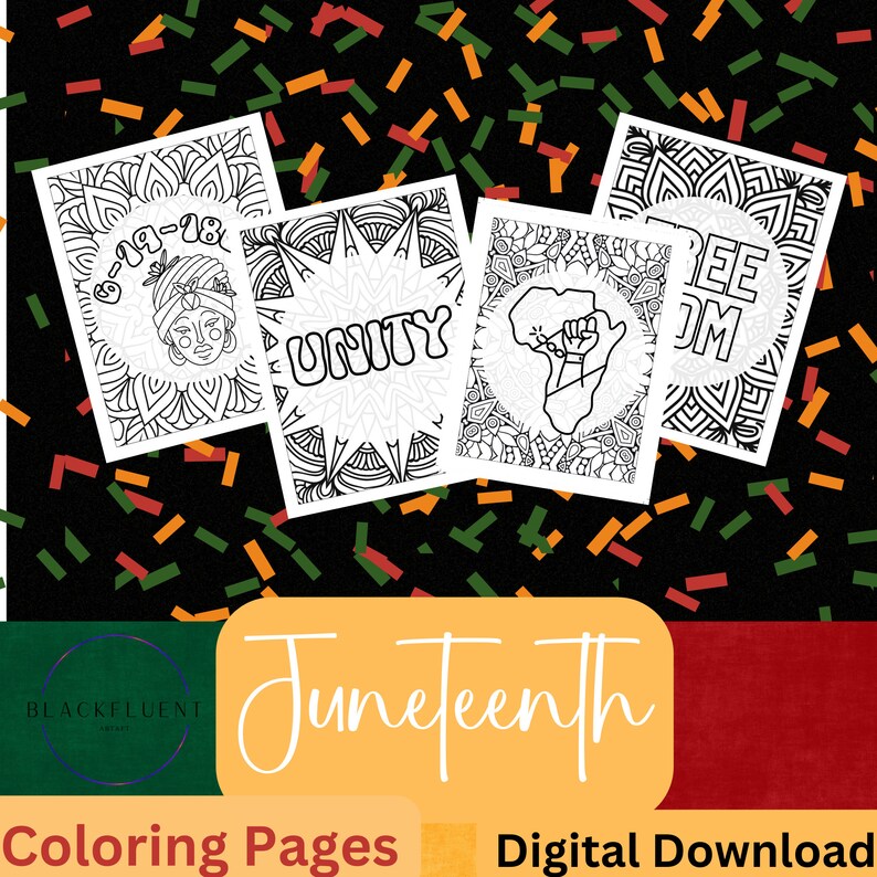 Juneteenth Digital Coloring Pages, Digital Download, Modern Prints ...