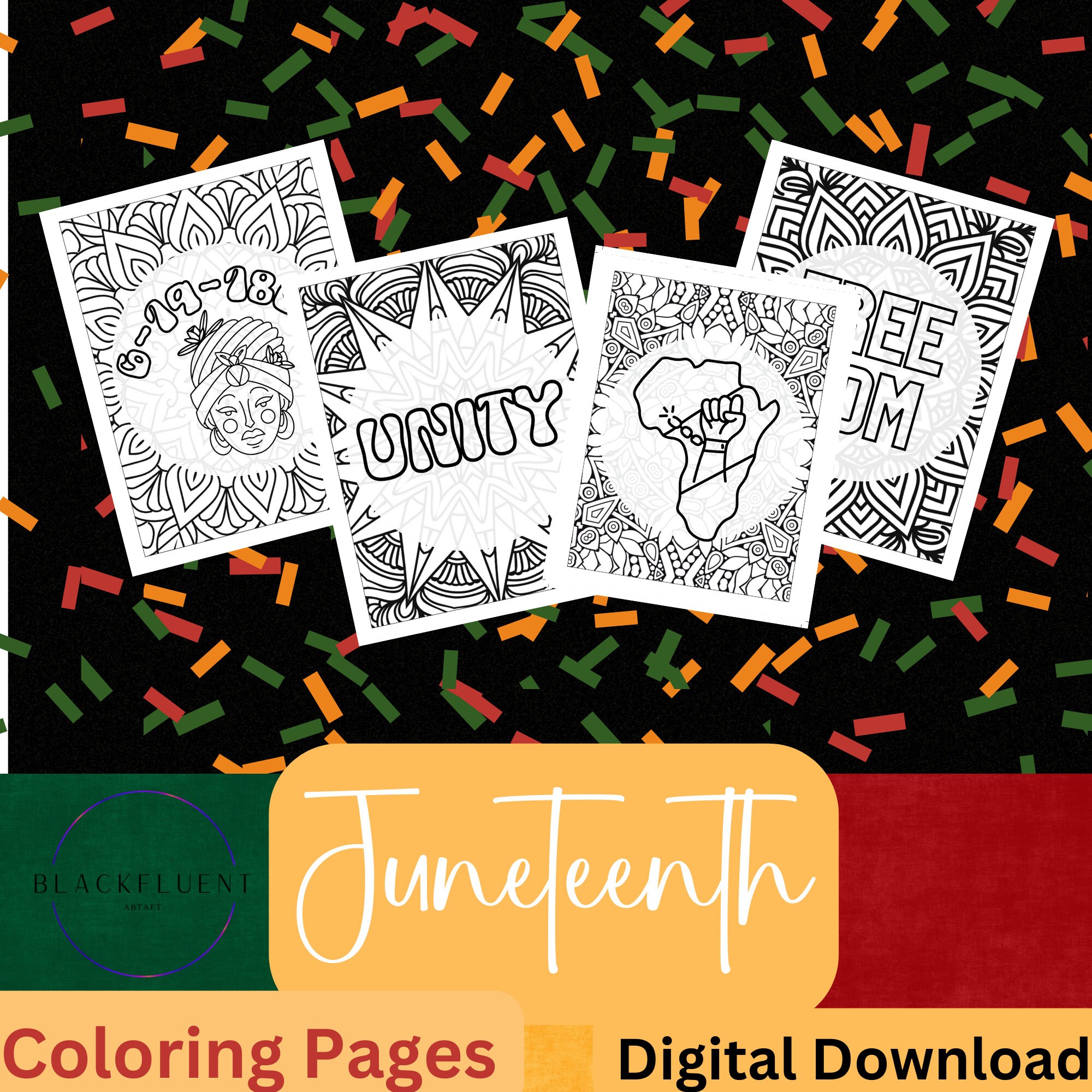 Juneteenth Digital Coloring Pages, Digital Download, Modern Prints ...
