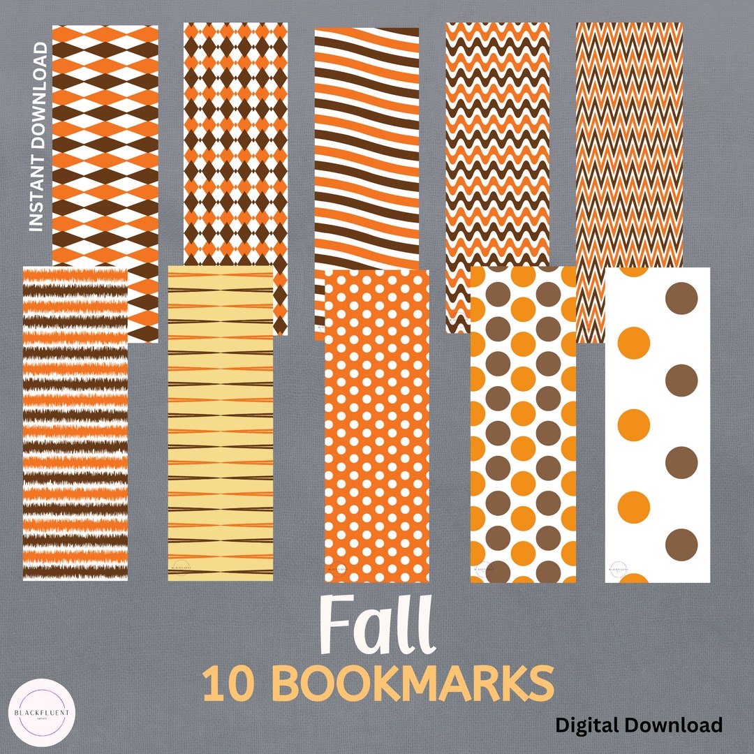 Fall Digital Bookmarks, Digital Download, Modern Autumn Prints, Set of ...