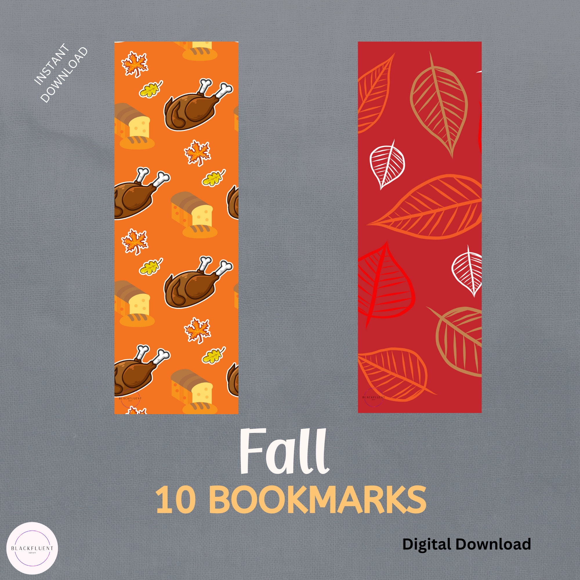 Fall Digital Bookmarks, Digital Download, Autumn Prints, Set of 10 ...