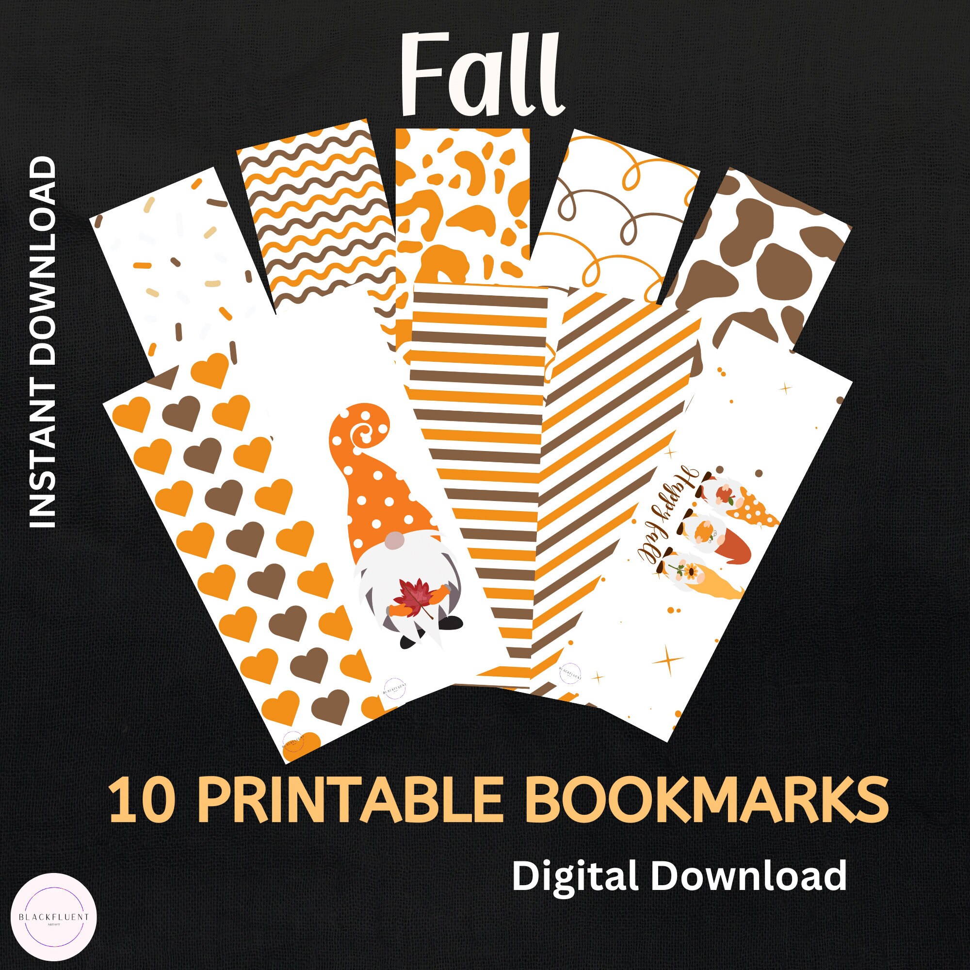 Fall Digital Bookmarks, Digital Download, Modern Prints, Autumn Gnomes ...