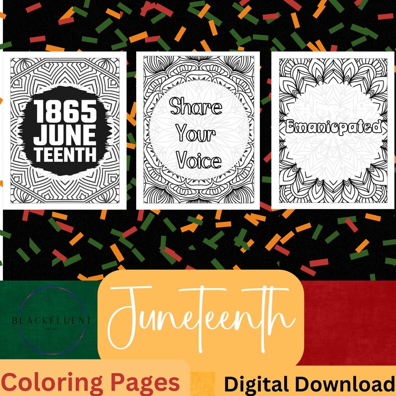 Juneteenth Digital Coloring Pages, Digital Download, Modern Prints ...