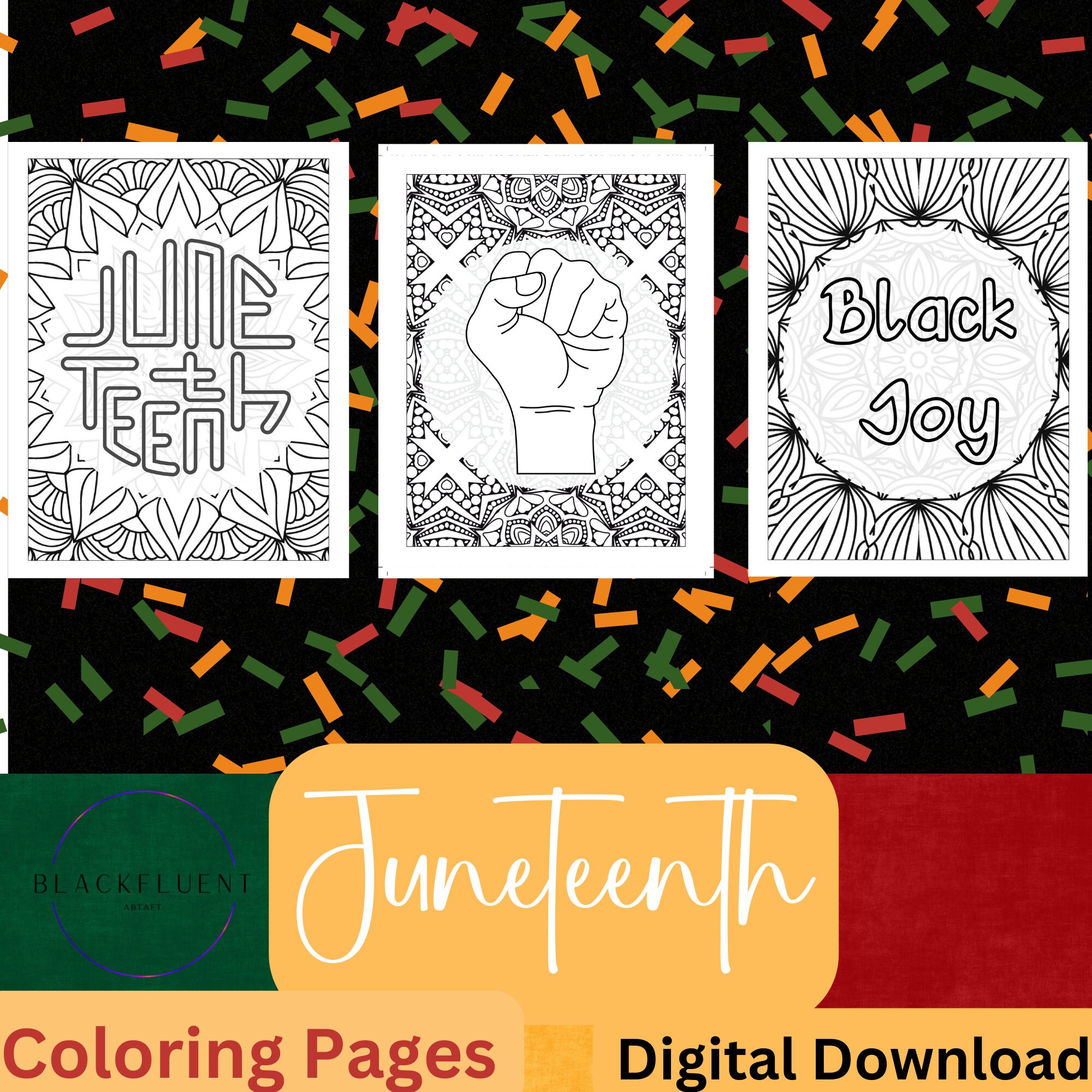 Juneteenth Digital Coloring Pages, Digital Download, Modern Prints ...