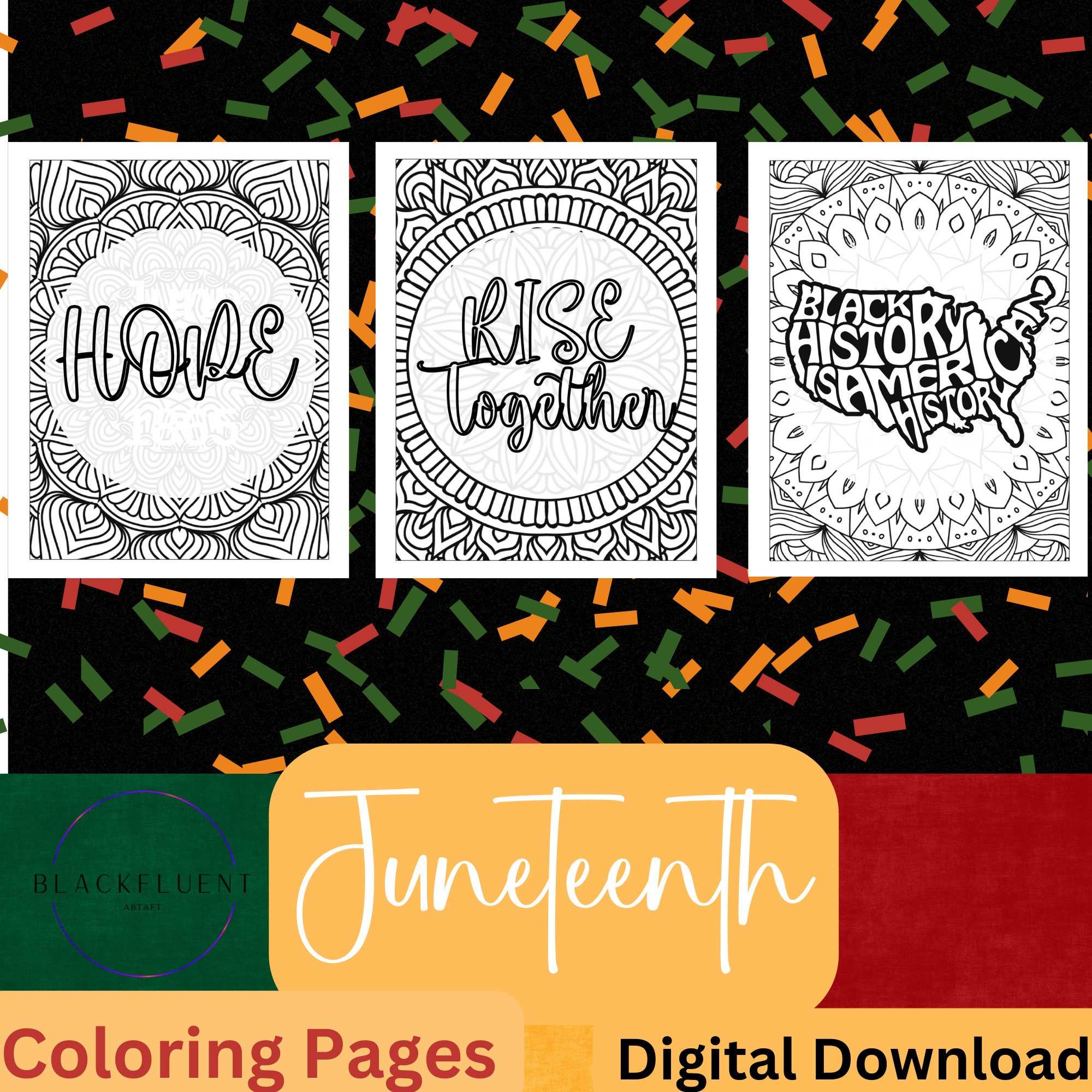 Juneteenth Digital Coloring Pages, Digital Download, Modern Prints ...