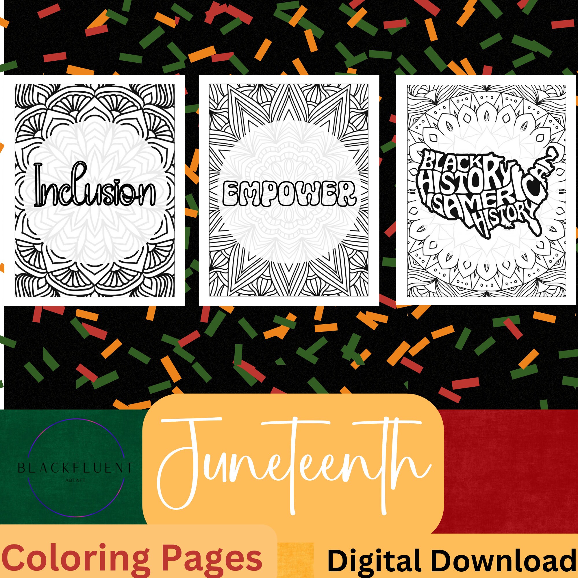 Juneteenth Digital Coloring Pages, Digital Download, Modern Prints ...