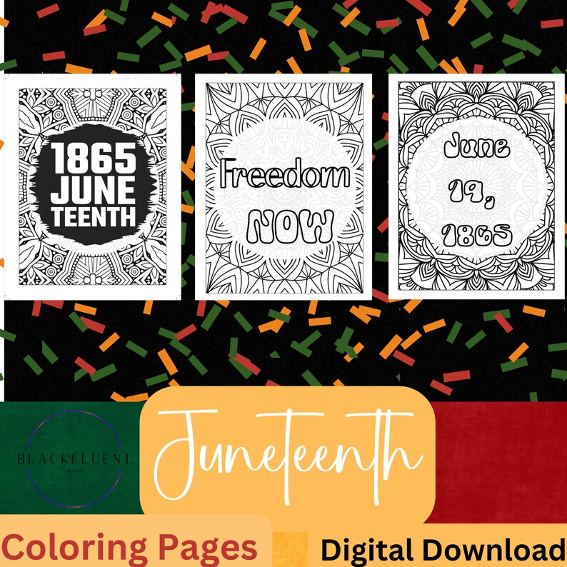 Juneteenth Digital Coloring Pages, Digital Download, Modern Prints ...