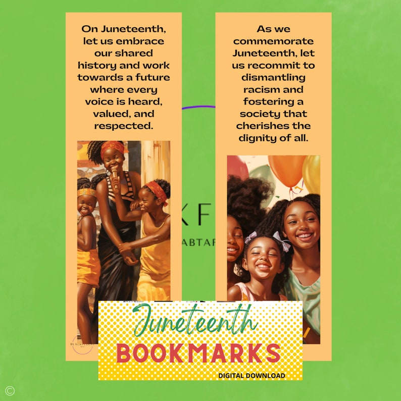Juneteenth Digital Bookmarks, Digital Download, Modern Prints ...