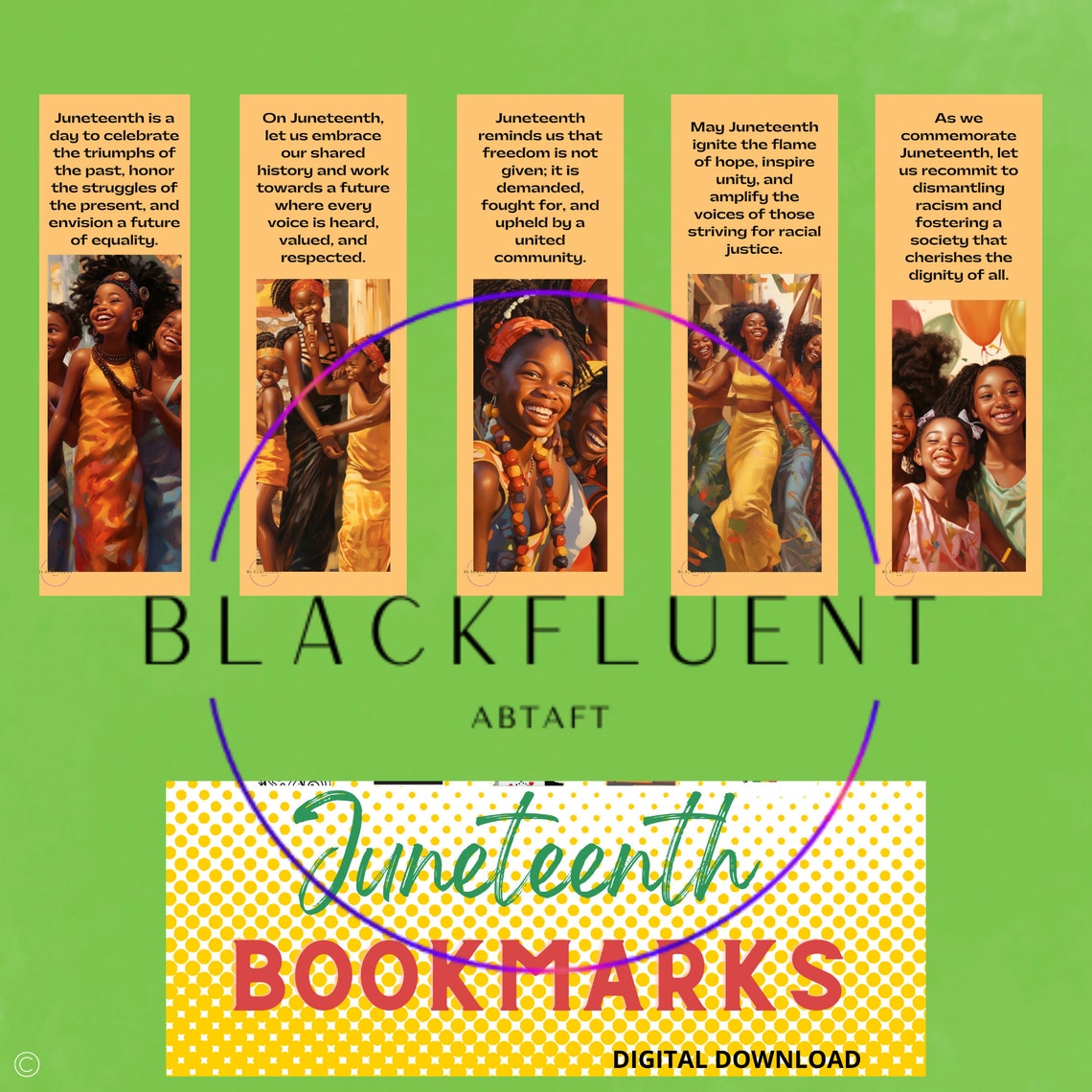 Juneteenth Digital Bookmarks, Digital Download, Modern Prints ...