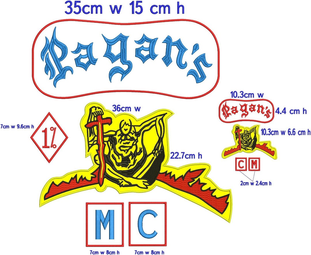 Pagans Mc Embroidered Patches Set of 9 Pcs Bikers Iron On - Etsy