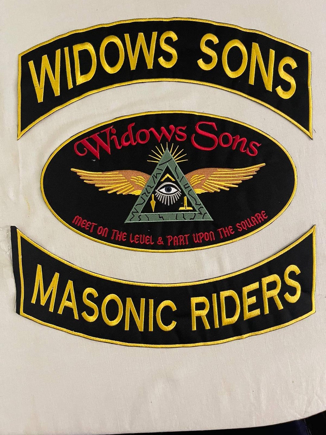 Widows Sons Masonic Riders Embroidered Patches Set Of 3 Size Etsy