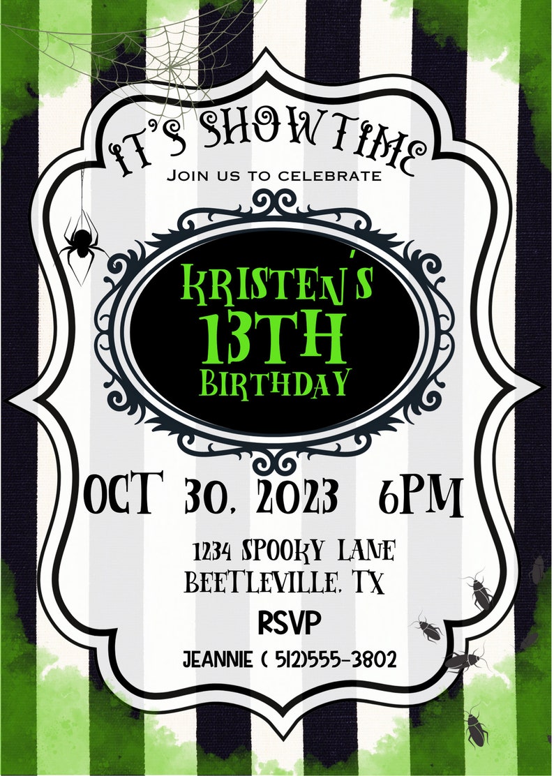 Black and White Striped Birthday Invitation - It's Showtime Editable ...