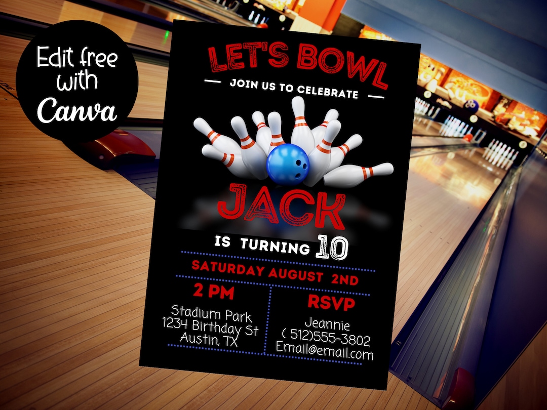 Editable Bowling Party Invitation - Bowling Birthday - Instant Download ...