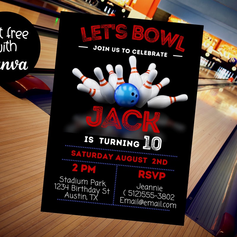 Bowling Invitations - Etsy