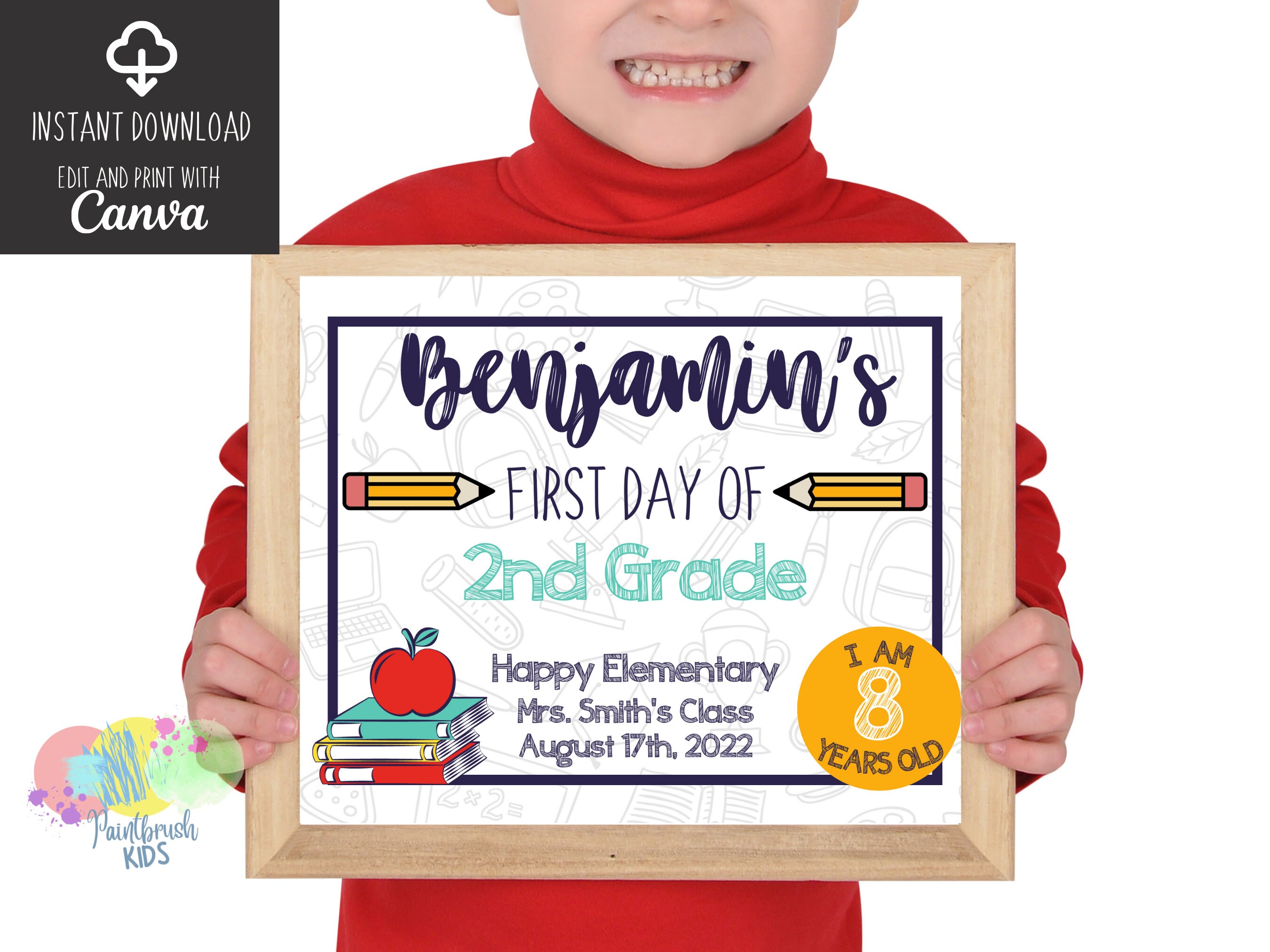 Editable Back to School Sign Printable Editable First and - Etsy