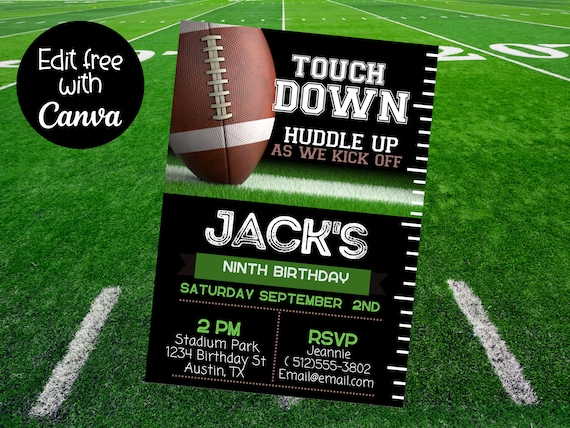 Football Birthday Invitations Templates For Free Editable Sports