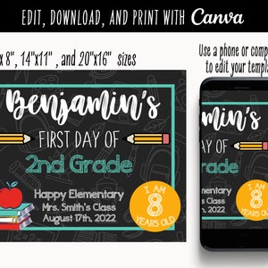 Editable Back to School Sign - Printable Editable First and Last Day of ...