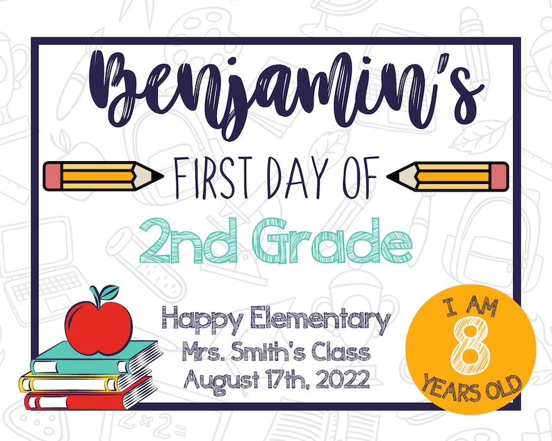 Editable Back to School Sign Printable Editable First and - Etsy