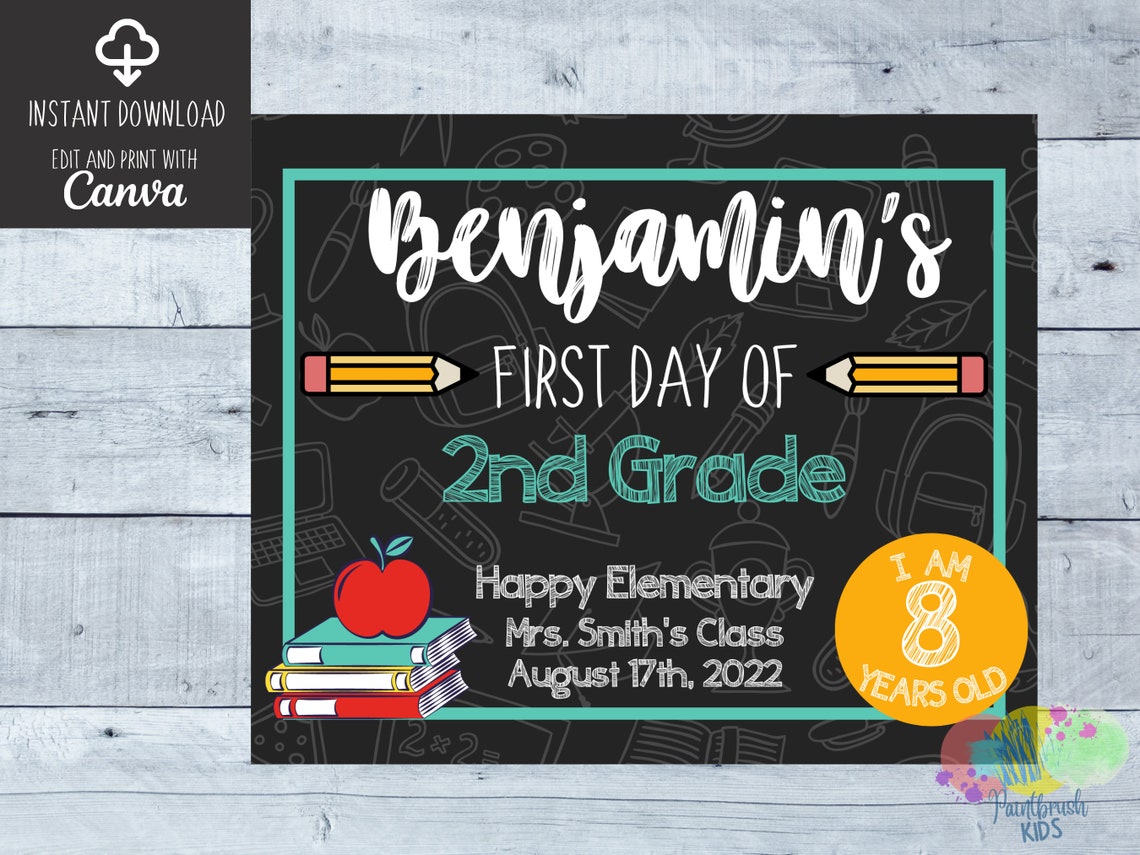 Editable Back to School Sign Printable Editable First and - Etsy
