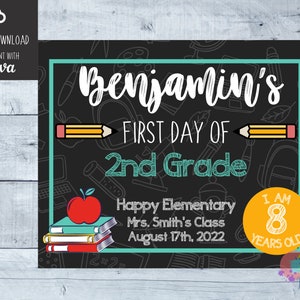 Editable Back to School Sign - Printable Editable First and Last Day of ...
