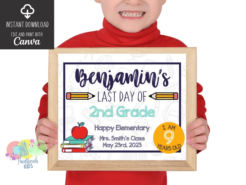 Editable Last Day of School Sign Printable Editable First - Etsy