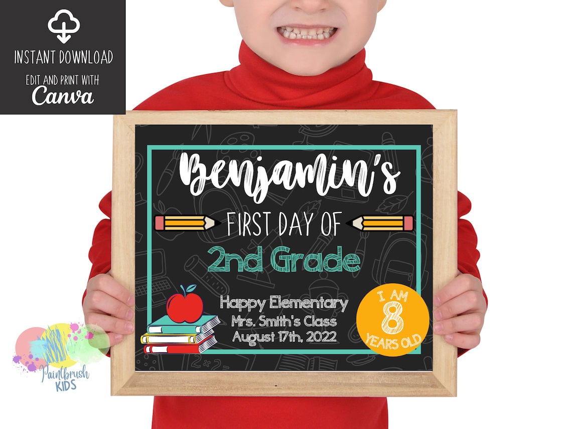 Editable Back to School Sign Printable Editable First and - Etsy