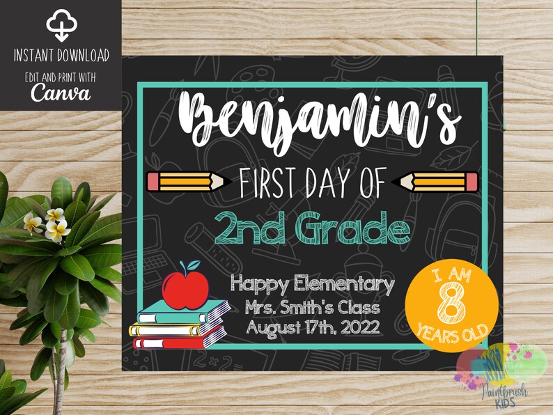 Editable Back to School Sign Printable Editable First and - Etsy