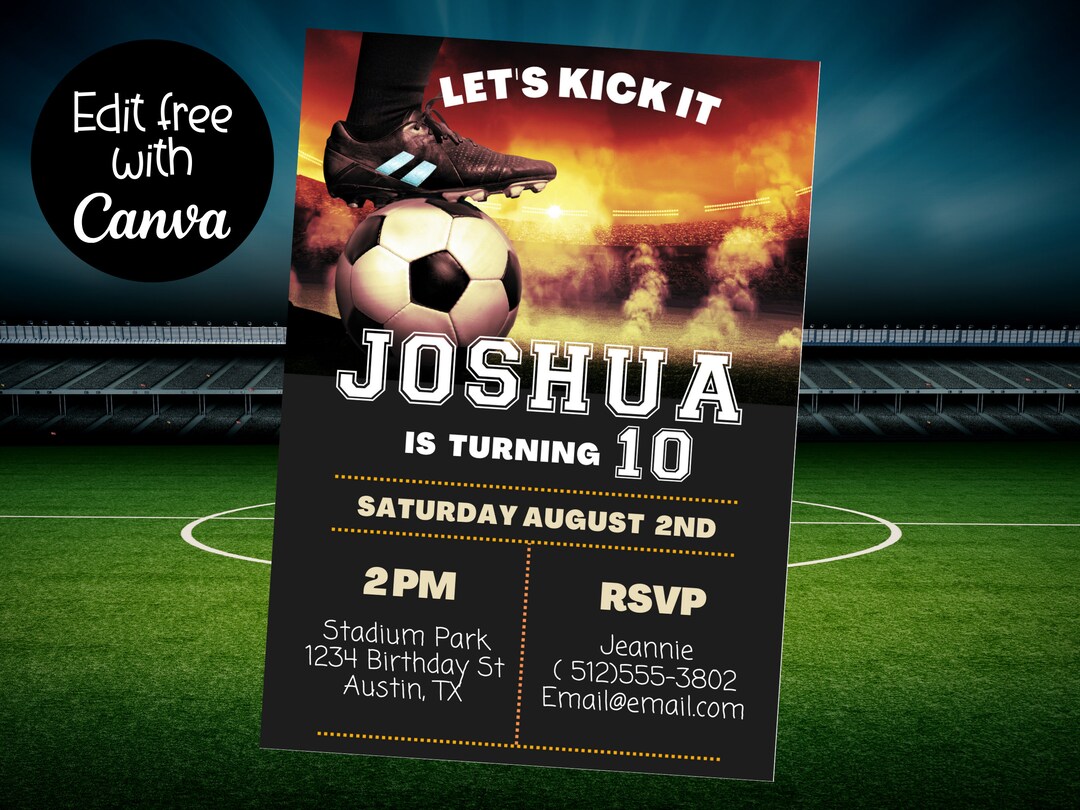 Editable Soccer Party Invitation - Soccer Birthday - Instant Download ...