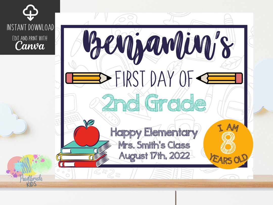 Editable Back to School Sign - Printable Editable First and Last Day of ...