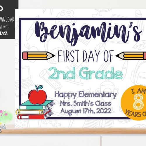 Editable Back to School Sign Printable Sign Personalized - Etsy