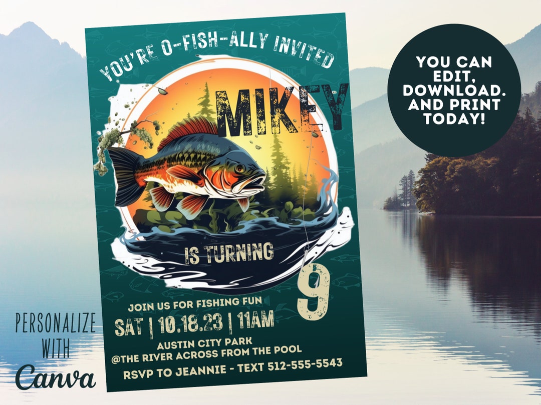 Editable Fishing Party Invitation - Fishing Birthday - Instant Download ...
