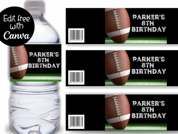 Editable Football Water Bottle Label Jfootball Birthday Party - Etsy