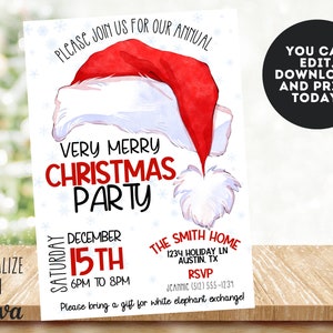 EDITABLE Christmas Party Invitation, Editable Holiday Party Invite ...