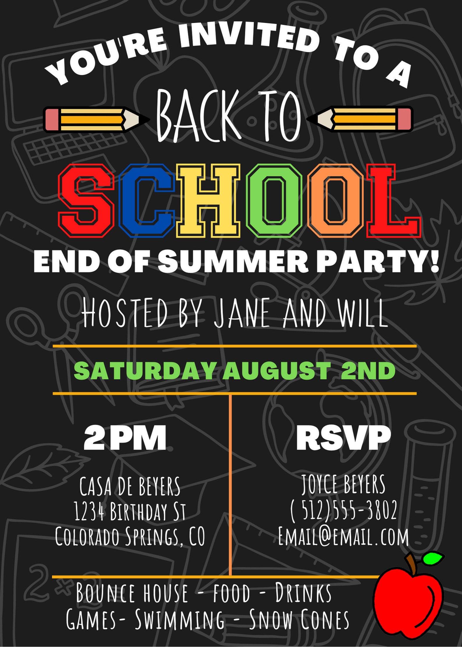 EDITABLE Back to School Party Invitation End of Summer Party - Etsy