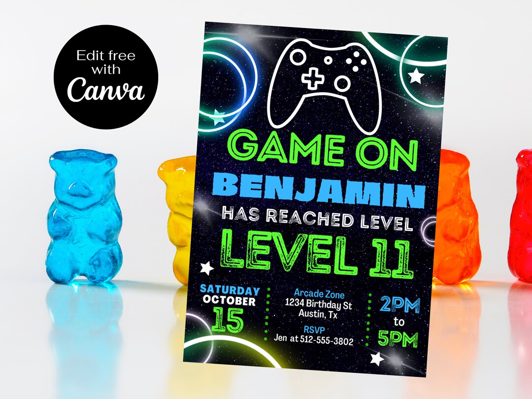 Instant Download Gamer Birthday Invitation - Video Gamer Invite Theme ...