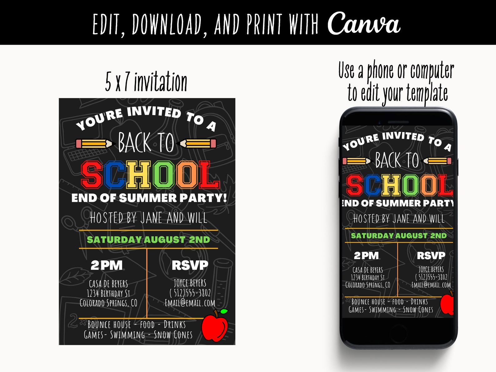 EDITABLE Back to School Party Invitation End of Summer Party - Etsy