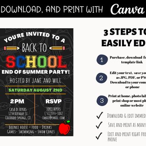 EDITABLE Back to School Party Invitation - End of Summer Party ...