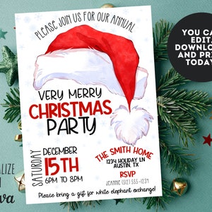 EDITABLE Christmas Party Invitation, Editable Holiday Party Invite ...