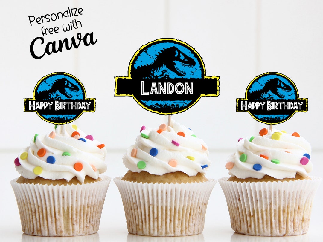 Dinosaur Birthday Cupcake Topper Instant Download - Jurassic Birthday ...
