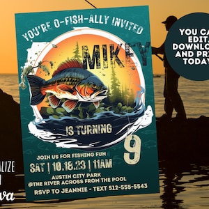 Editable Fishing Party Invitation - Fishing Birthday - Instant Download ...