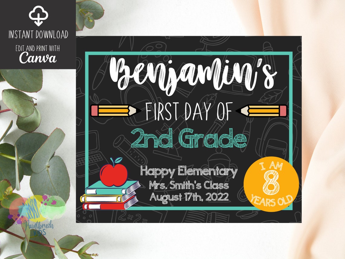 Editable Back to School Sign Printable Editable First and - Etsy