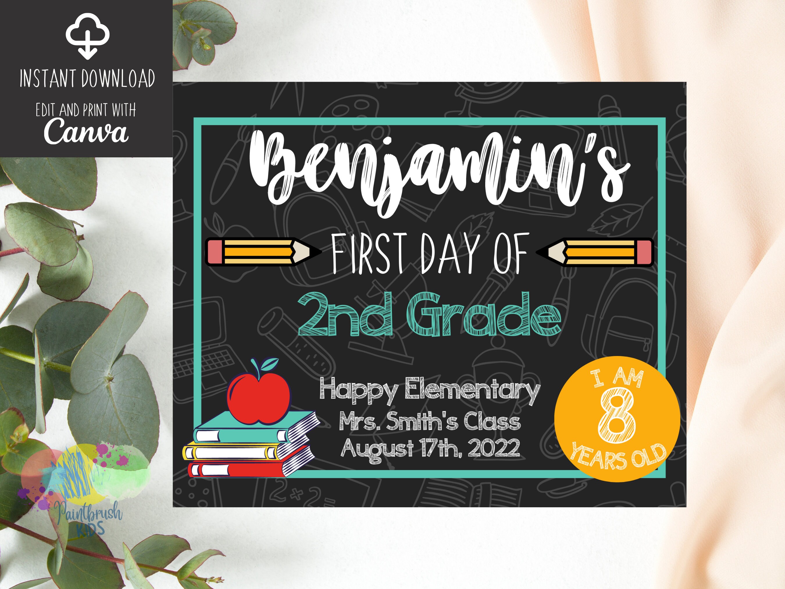 Editable Back to School Sign Printable Editable First and - Etsy